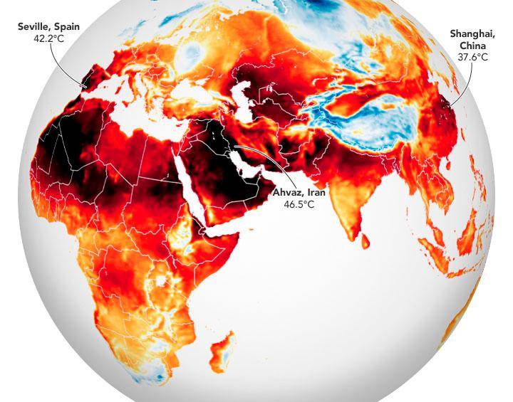 La Tierra arde: impresionante mapa de la Nasa muestra altas ...