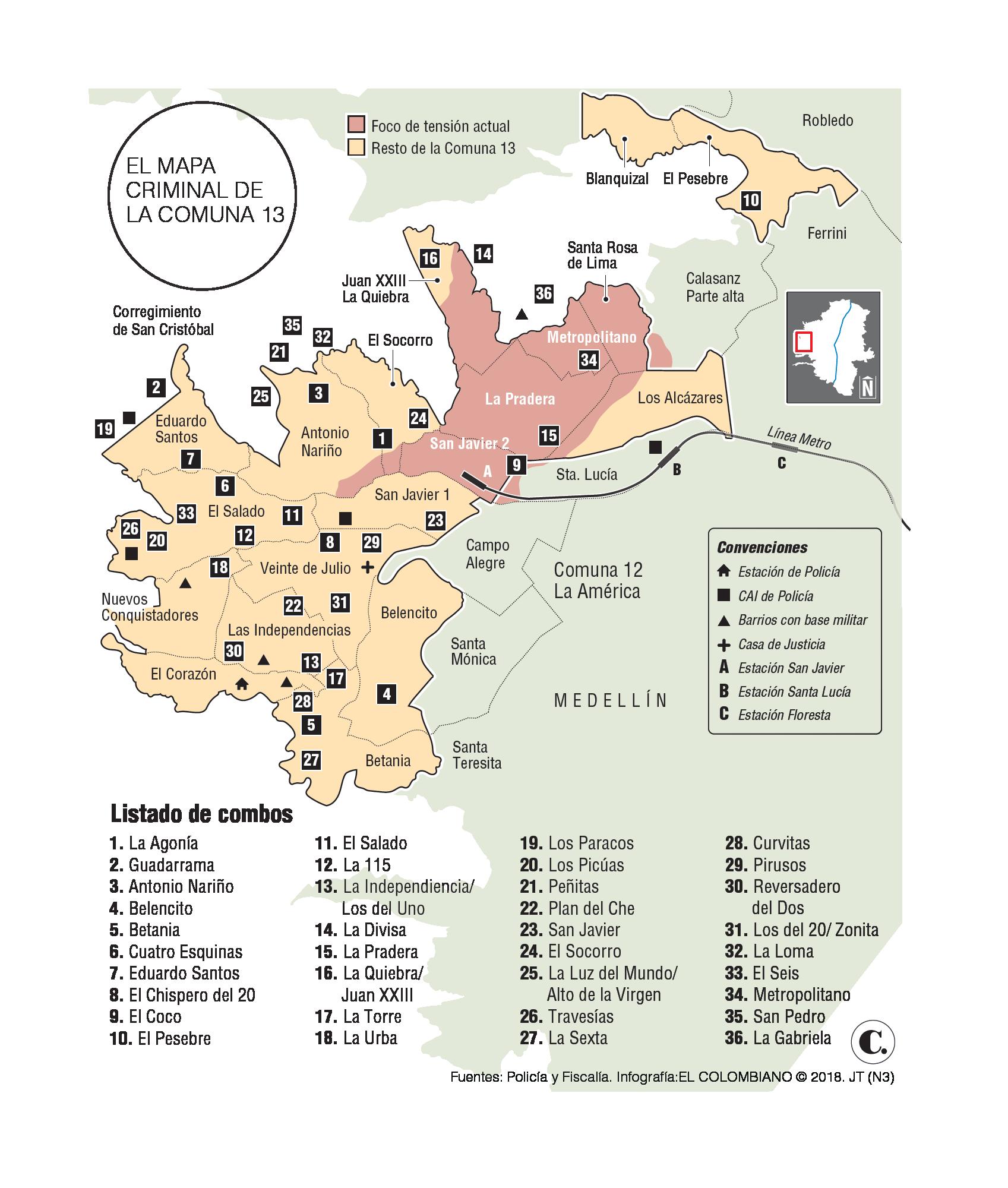 Estos son los combos que delinquen en la comuna 13