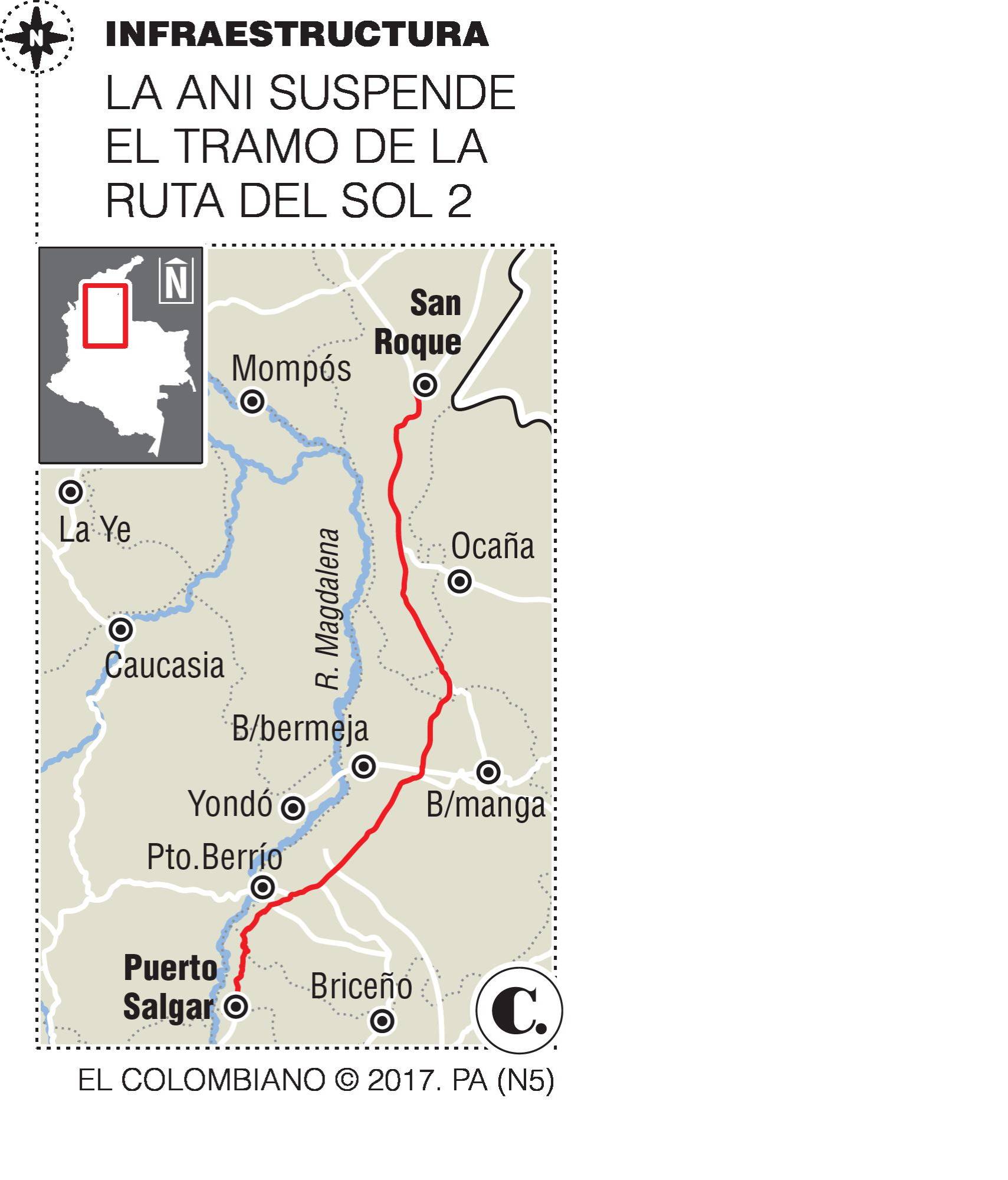Las obras en la Ruta del Sol están paralizadas