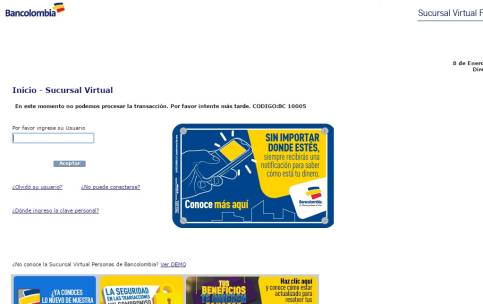 Restablecen todos los canales virtuales de Bancolombia