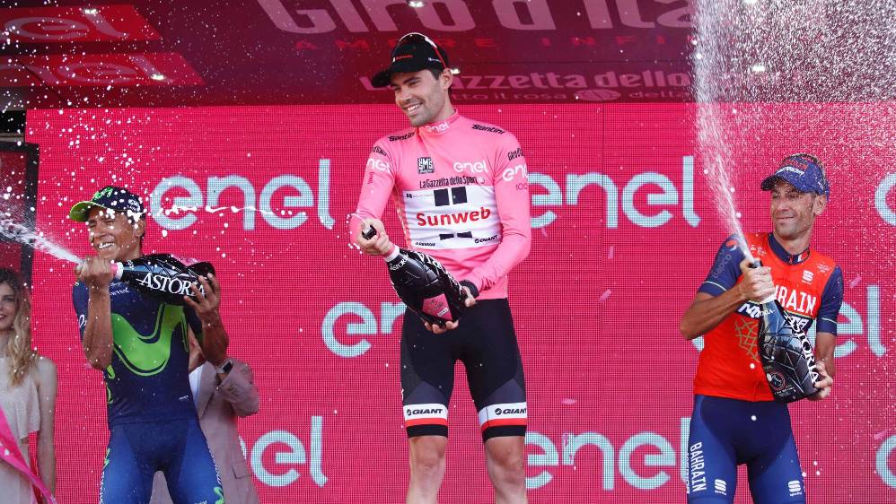 Así celebraron Nairo y Gaviria sus podios en el Giro de Italia